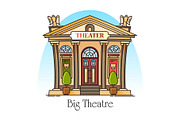 Theater building in thin line with, an Illustration by Elegant Solution