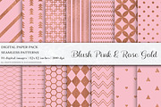 Rose Gold Blush Pink Digital Papers, a Pattern Graphic by BonaDesigns