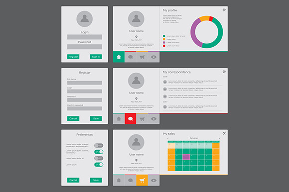 User interface vector template | Templates & Themes ~ Creative Market