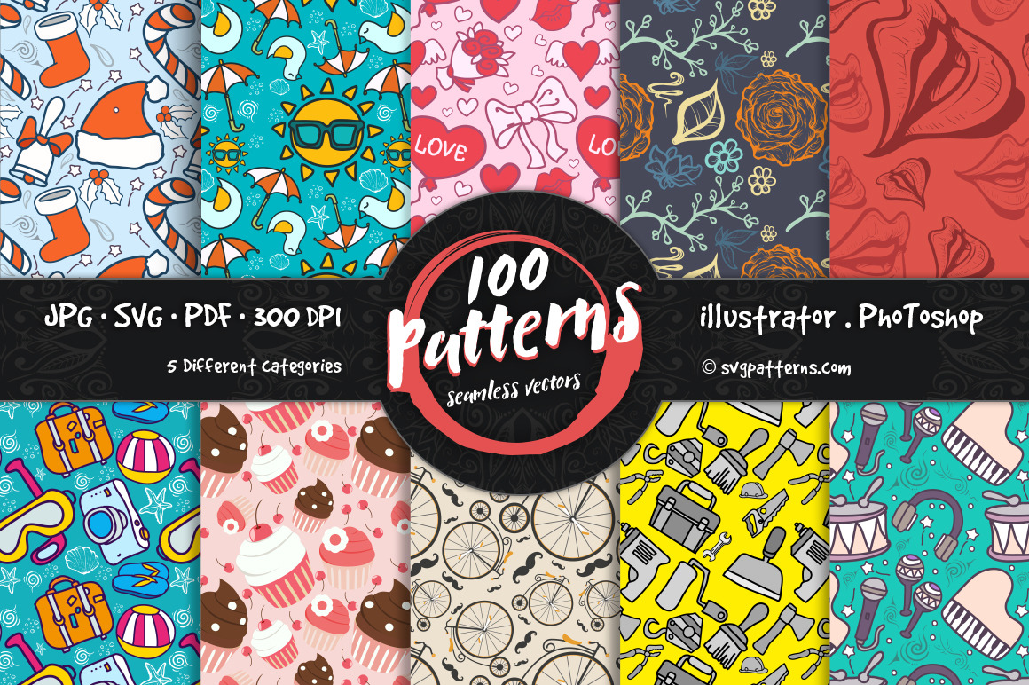 100 Seamless Vector Patterns, a Pattern Graphic by Vectopus.com