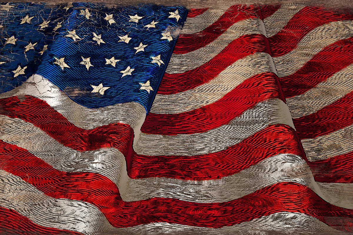 Rustic U.S. Flag on Weathered Wood, a Texture Graphic by Mysterylab Designs