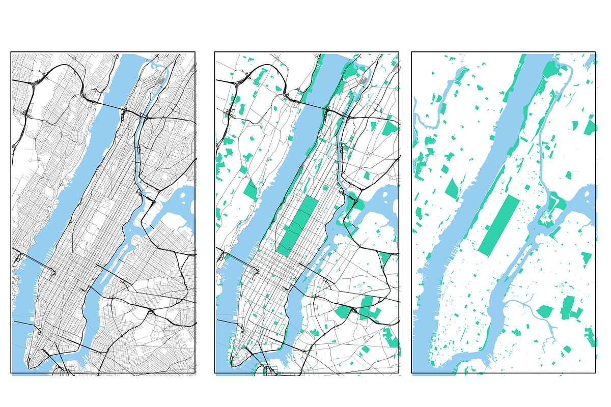 Manhattan - Fully Vectored Road Map, an Illustration by The Map Studio