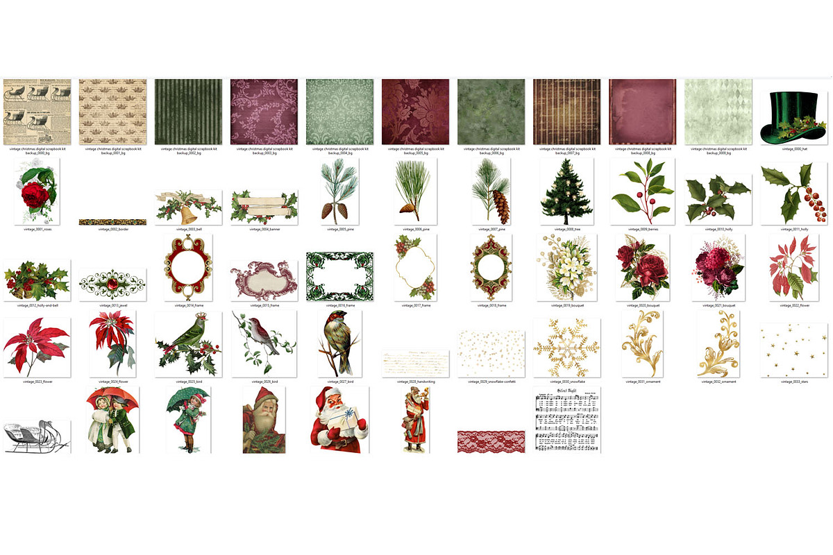 Vintage Christmas Graphics, an Illustration by Digital Curio