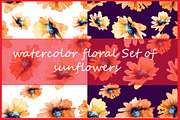 watercolor floral Set of sunflowers, a Decorative Illustration by luchioly