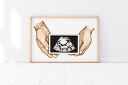 Ultrasound Scan and Hands of Parents | Decorative Illustrations ...