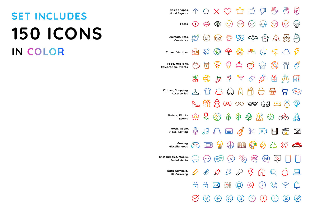 150 Cute Line Icons, an Icon by Hello Akiko