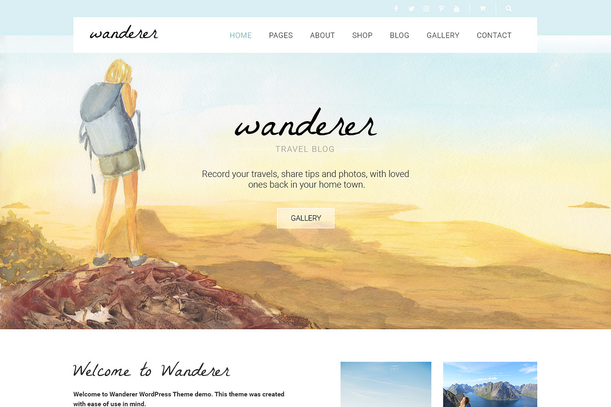 Wanderer One Page Web Template PSD, a Landing Page Template by Hayley's Digital Hub