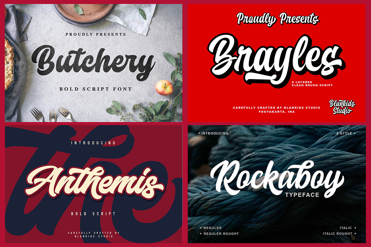 Bold Script Font Bundle, a Script Font by Blankids Studio