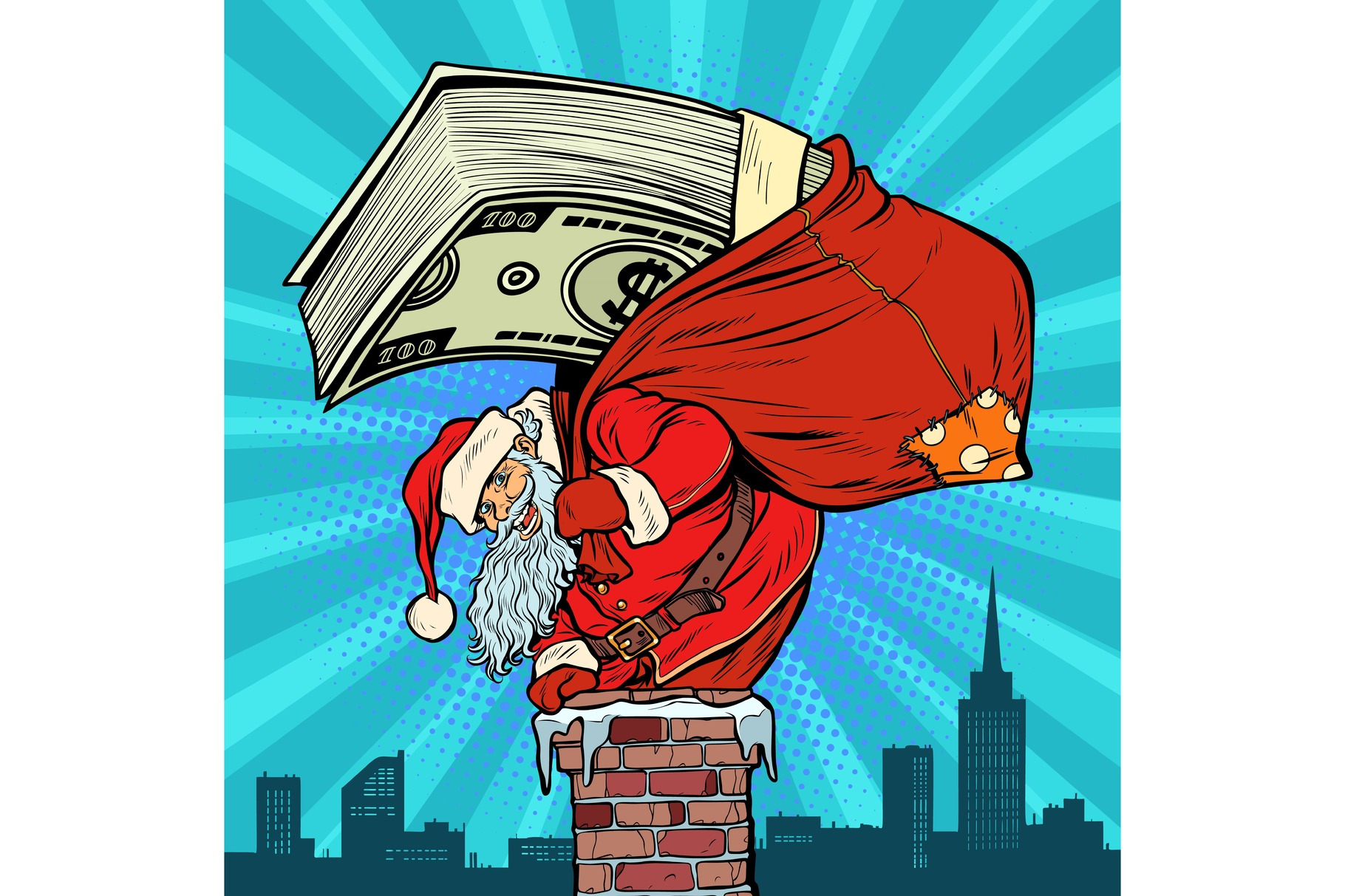Money cash dollars. Santa Claus with, an Object Graphic by studiostoks