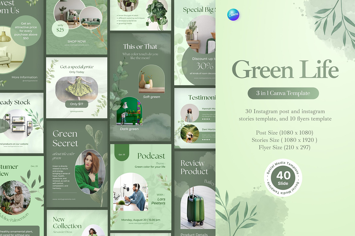 Green Life 3in1 Canva Template