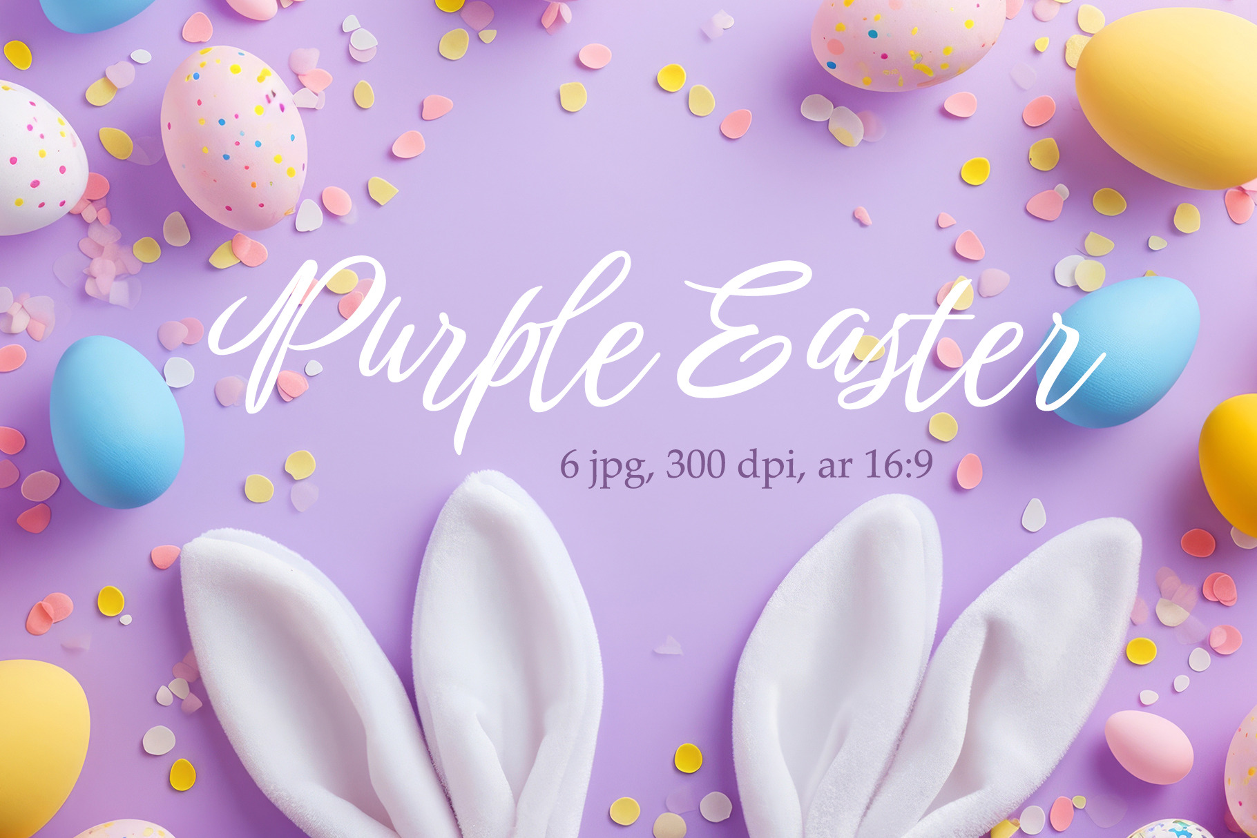 Purple Easter: Bunnies and Eggs, a Seasonal Illustration by Mashimara