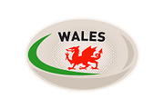 Rugby Ball Wales Welsh dragon, an Animal Illustration by patrimonio