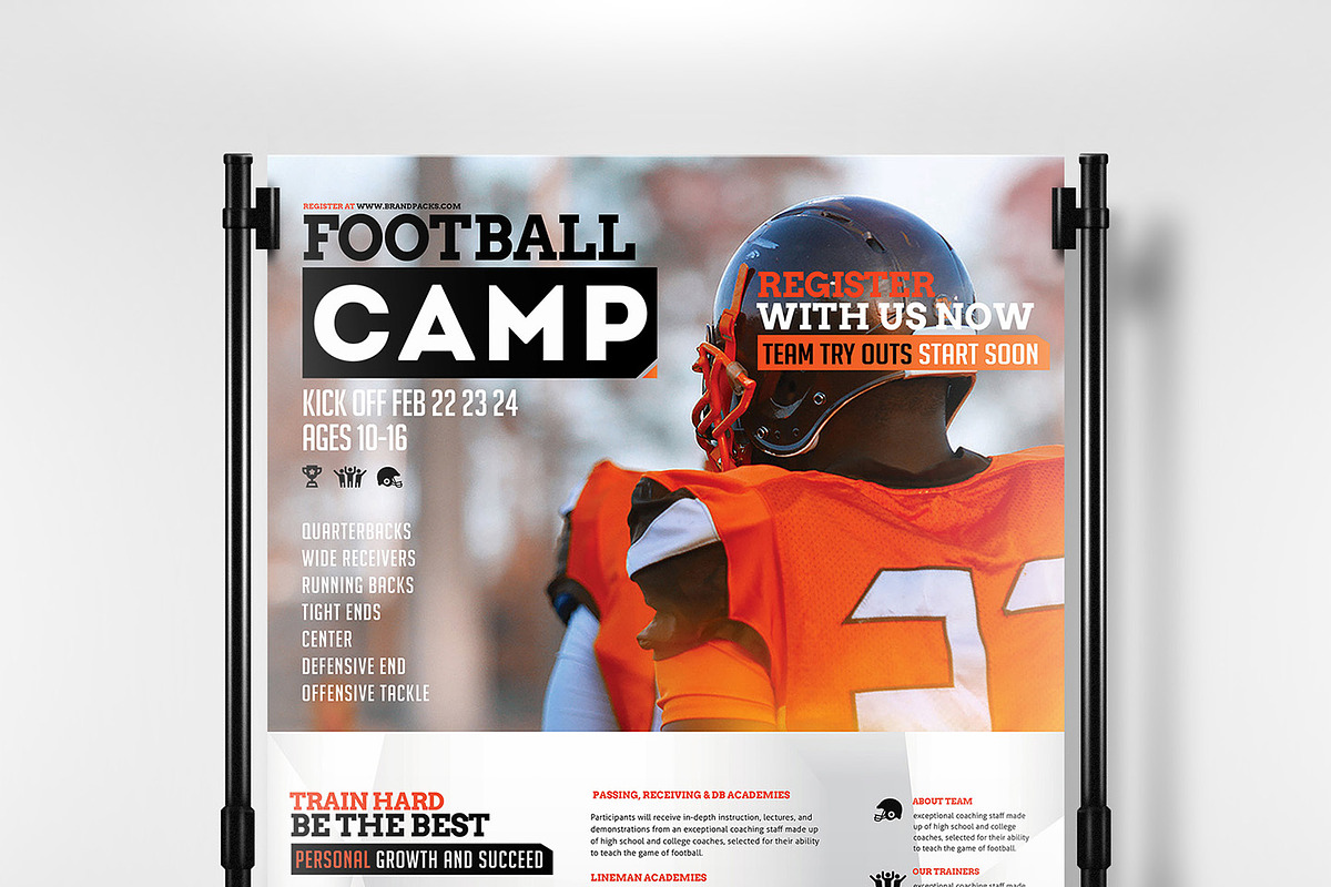 Football Camp Poster Template, a Flyer Template by BrandPacks