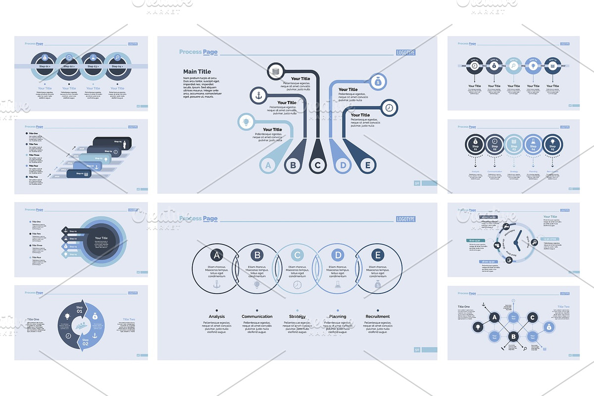 Process and workflow chart set, a Work Illustration by SurfsUpVector