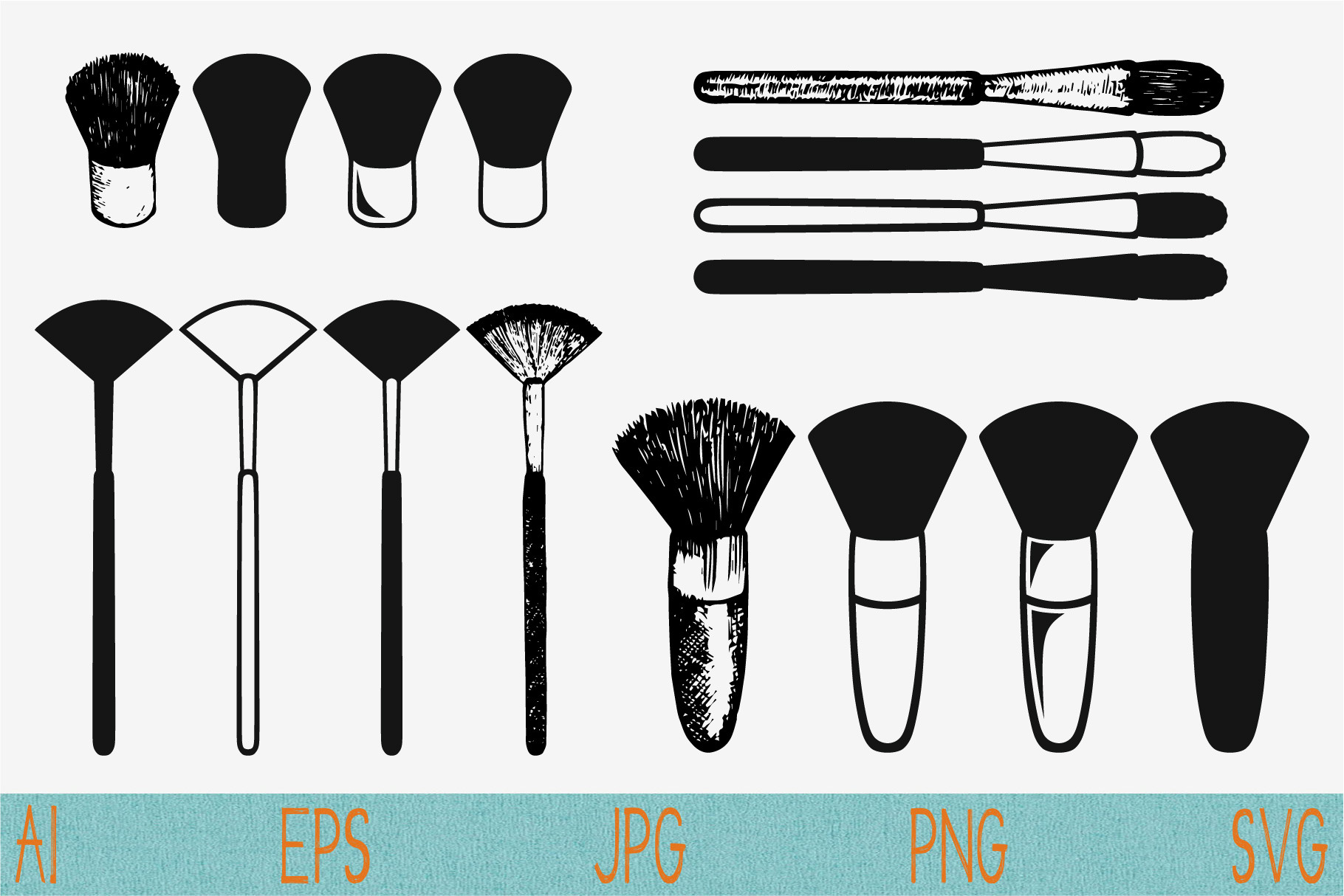 makeup brushes svg set vector png, an Icon by FileVectorSVG
