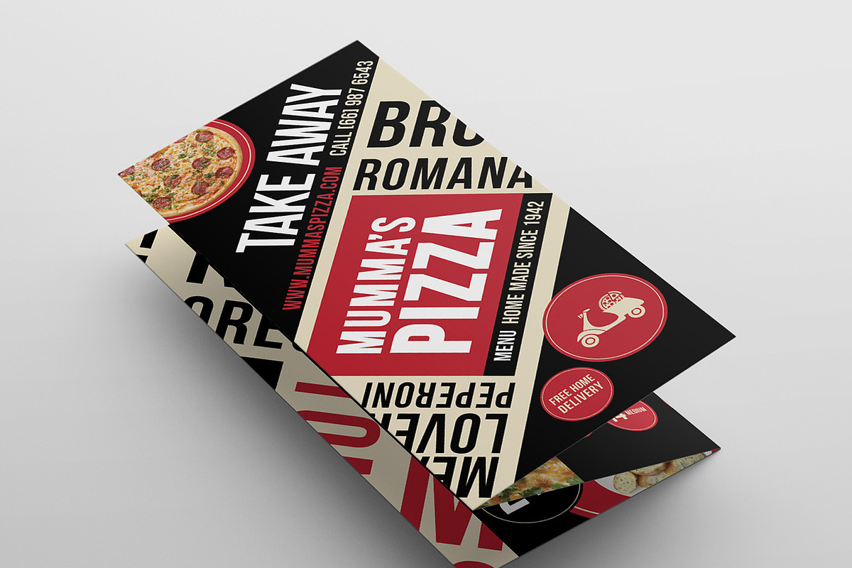 Trifold Pizza Menu Template, a Brochure Template by BrandPacks
