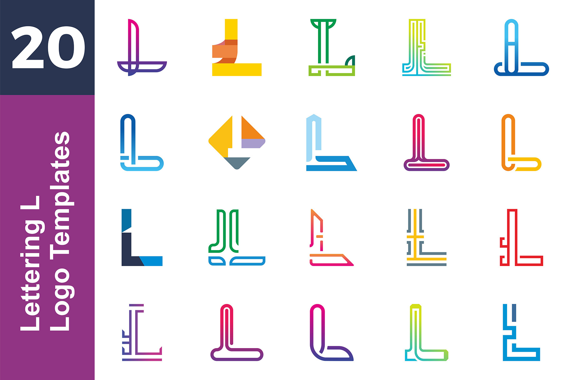 20 Logo Lettering L Template Bundle | Branding & Logo Templates ...