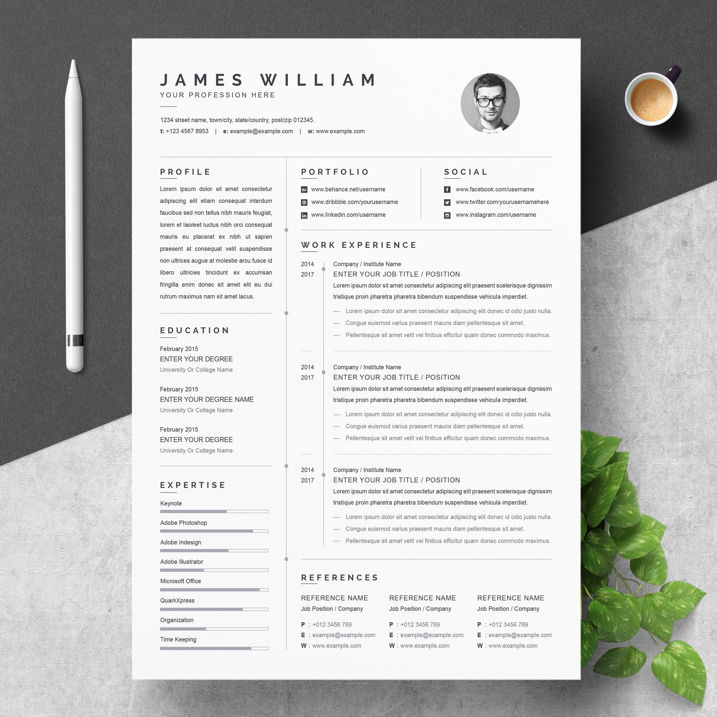 One Page Resume and Cover Letter, a Resume Template by ResumeInventor