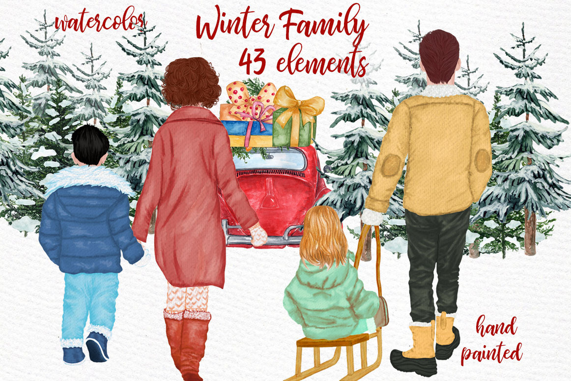 Winter Family Christmas Clipart, an Illustration by LeCoqDesign ...