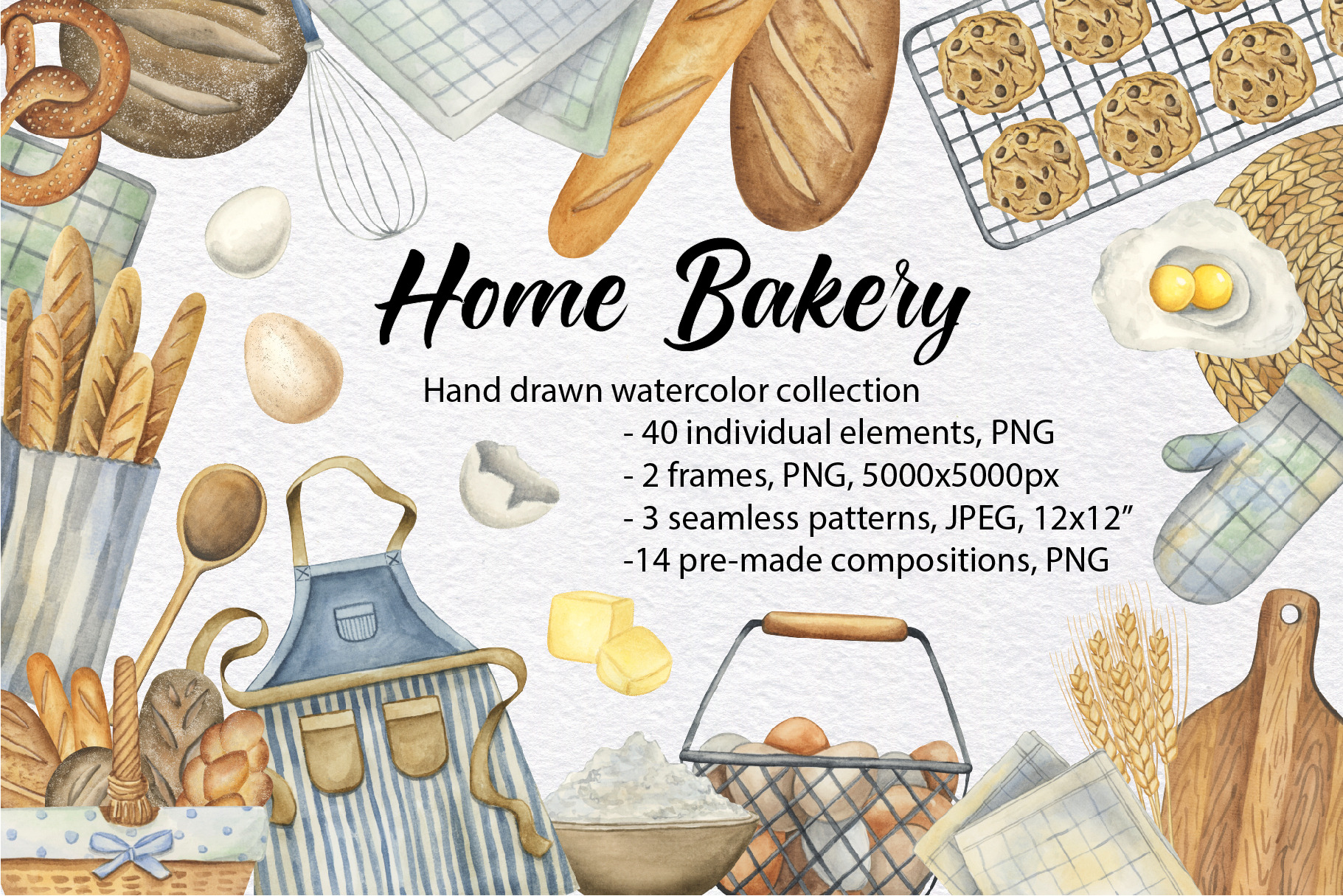 Home Bakery watercolor collection