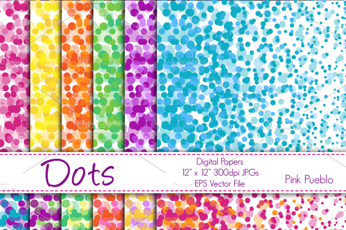 Dots Digital Papers or Backgrounds, a Pattern Graphic by PinkPueblo