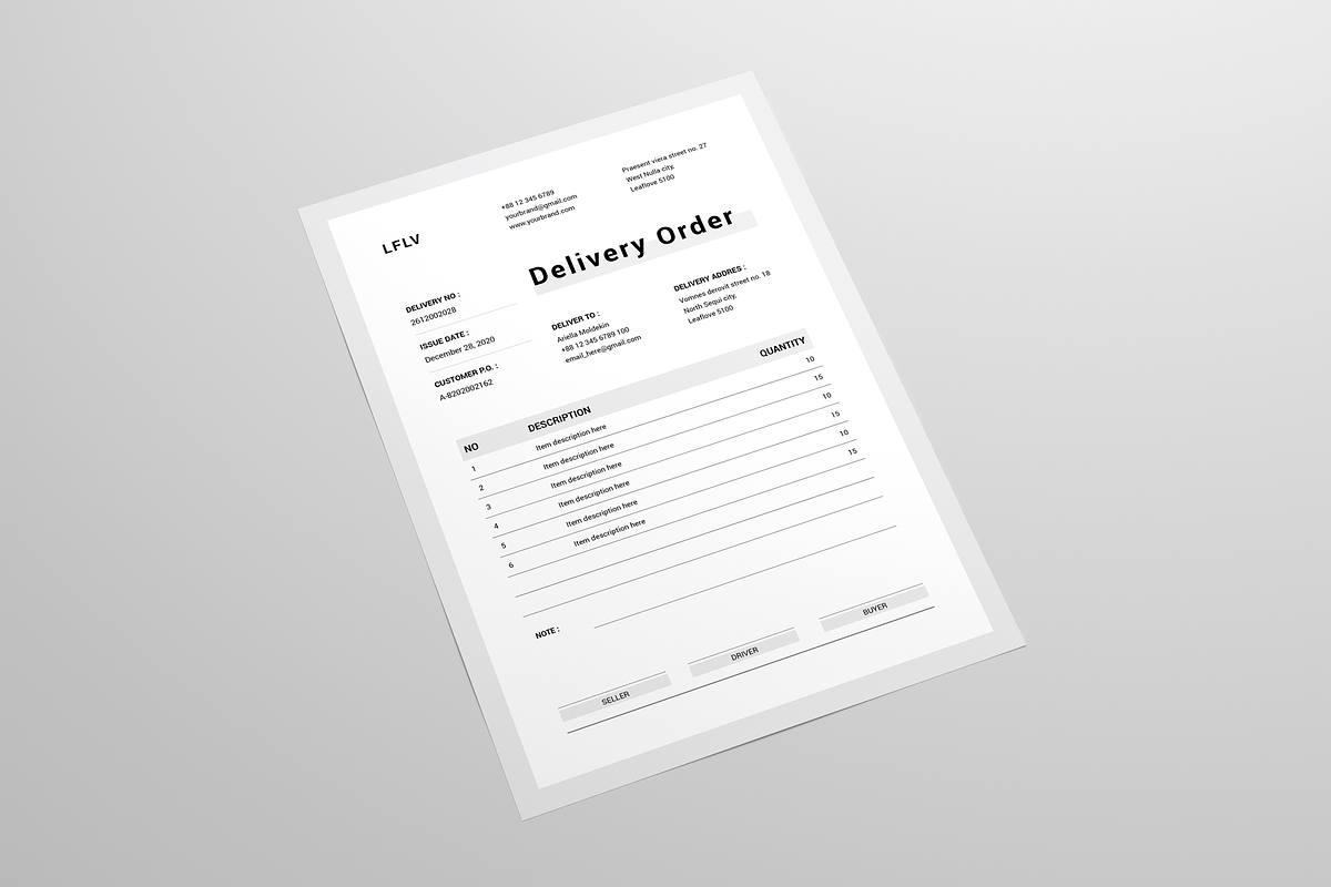 Delivery Order | MS Word & Indesign, a Stationery Template by Leaflove