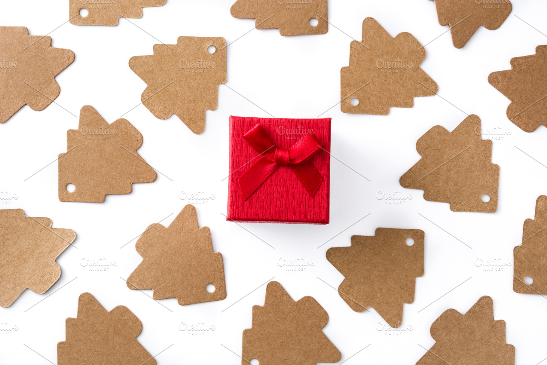 Christmas tree label and gift box containing red, label, and christmas ...