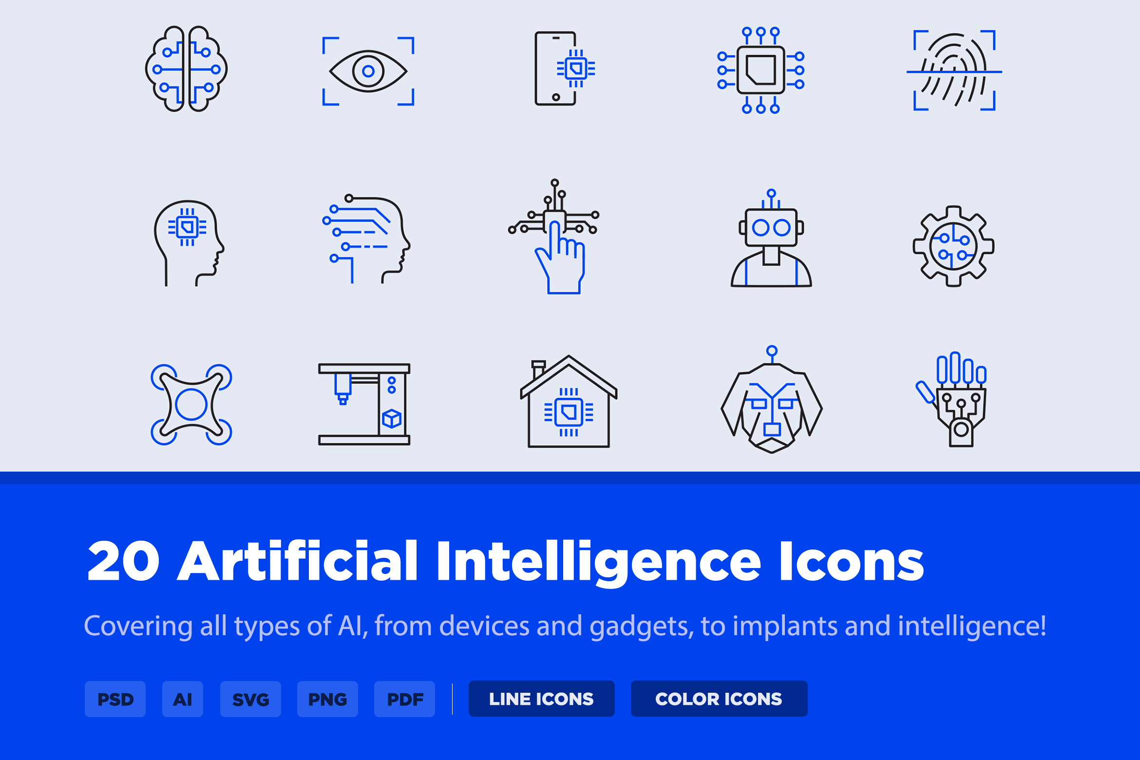 20 Artificial Intelligence Icons, an Icon by Creative VIP