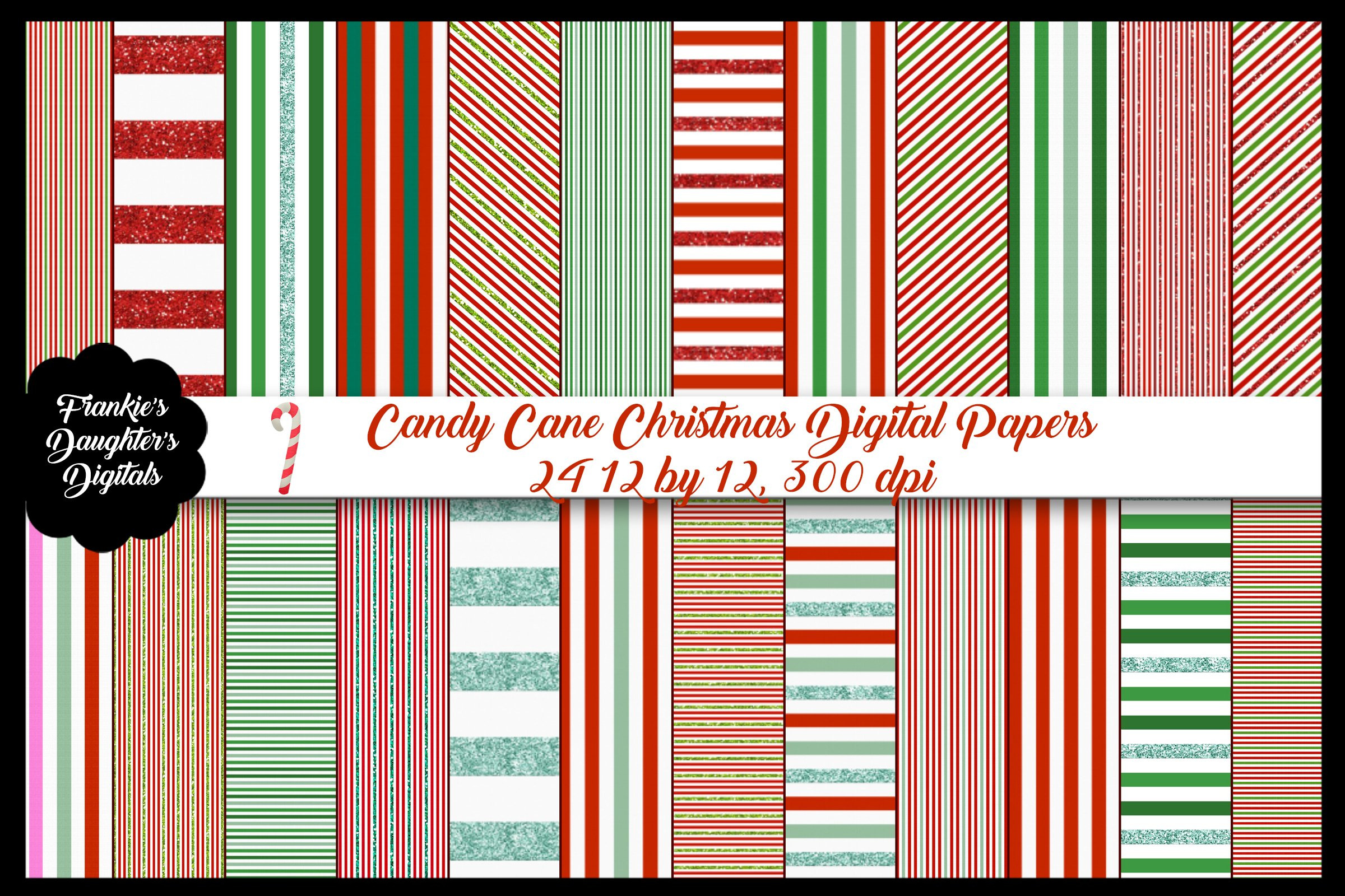 Christmas Candy Cane Papers, a Pattern Graphic by FrankiesDaughtersDesign