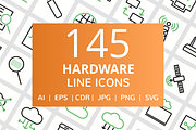145 Hardware Line Icons, an Outline Icon by IconBunny