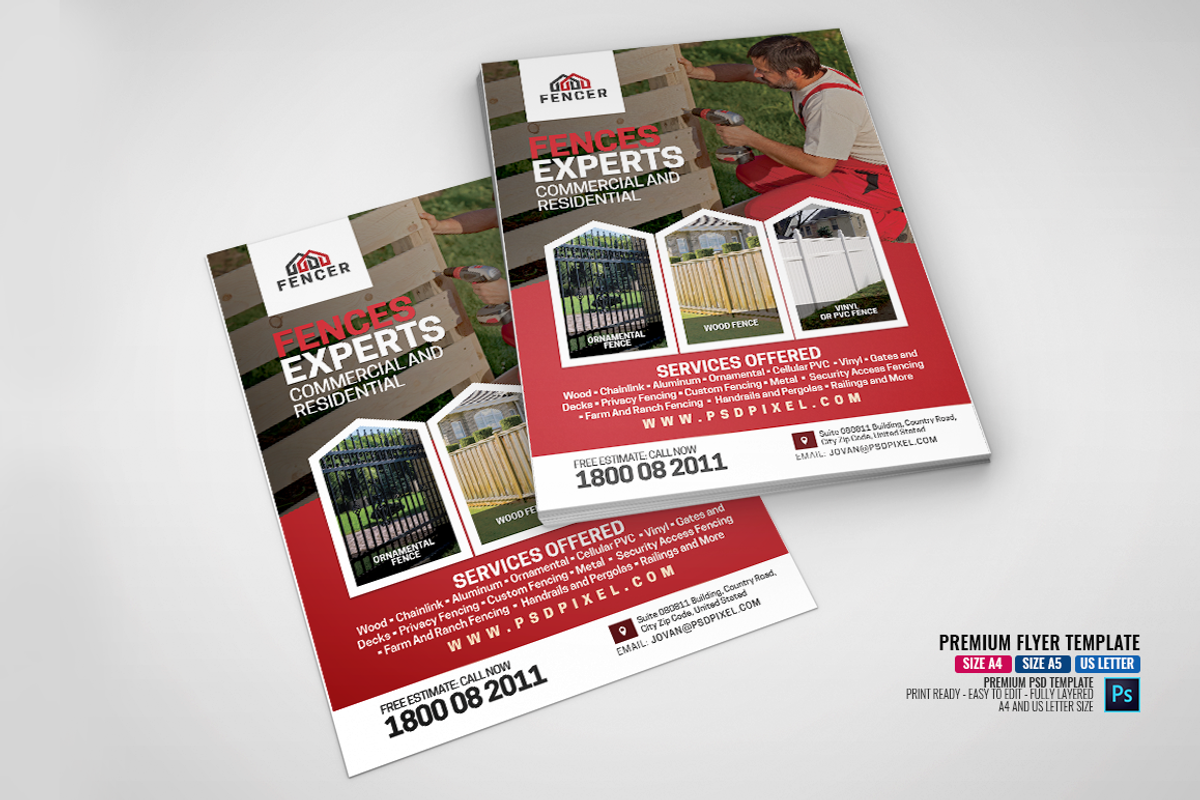 Local Fence Company Flyer, a Flyer Template by PSDPixel
