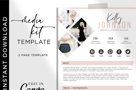 Media Kit Template, a Resume Template by Macarons and Mimosas