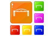 Metal bridge icons set vector color, an Object Illustration by Ylivdesign