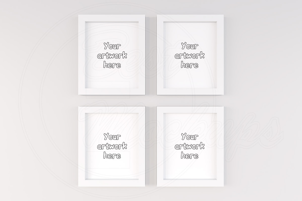 Mockup general frames 8x10 BUNDLEx4, a Print Template by BestMockups