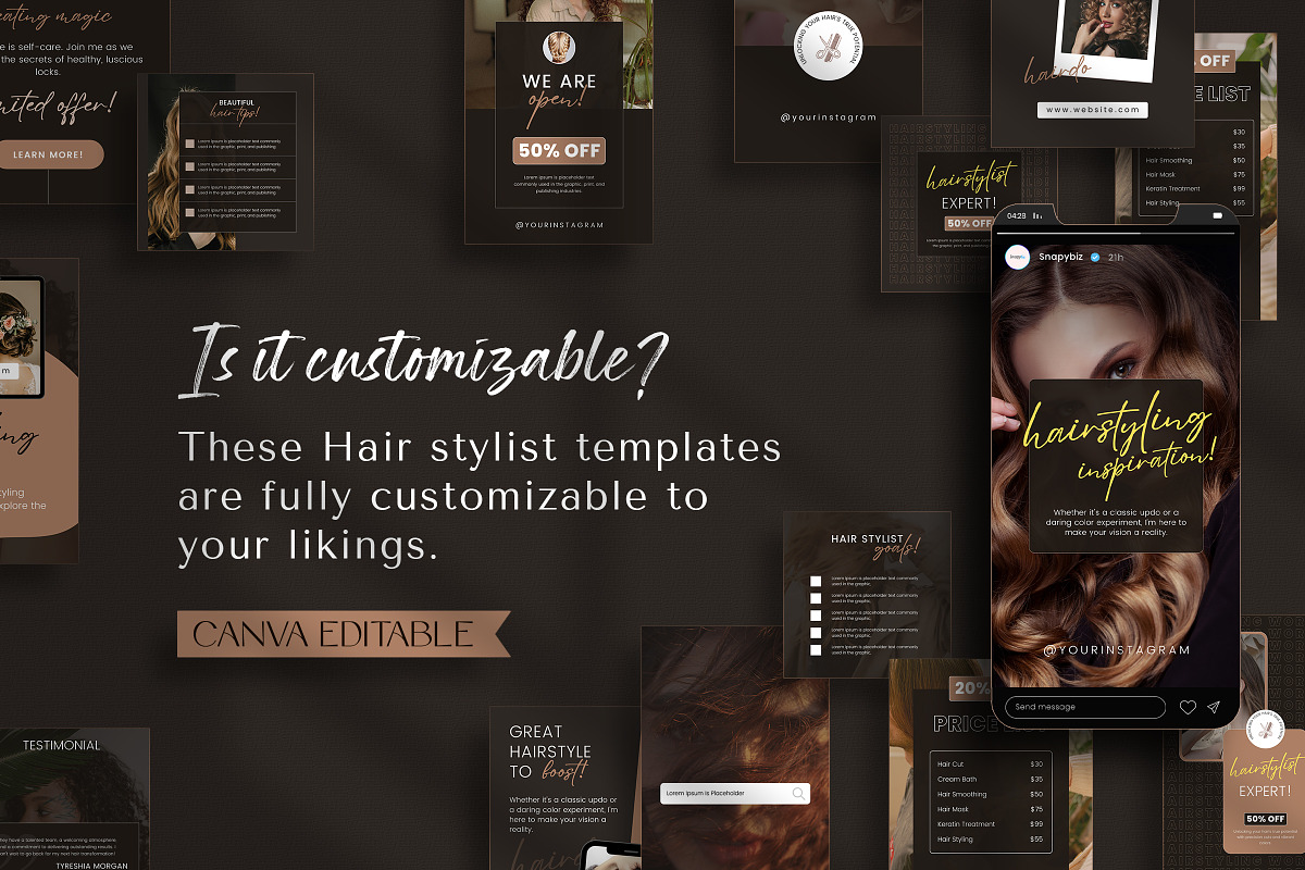 Editable Hairstylist Template Bundle