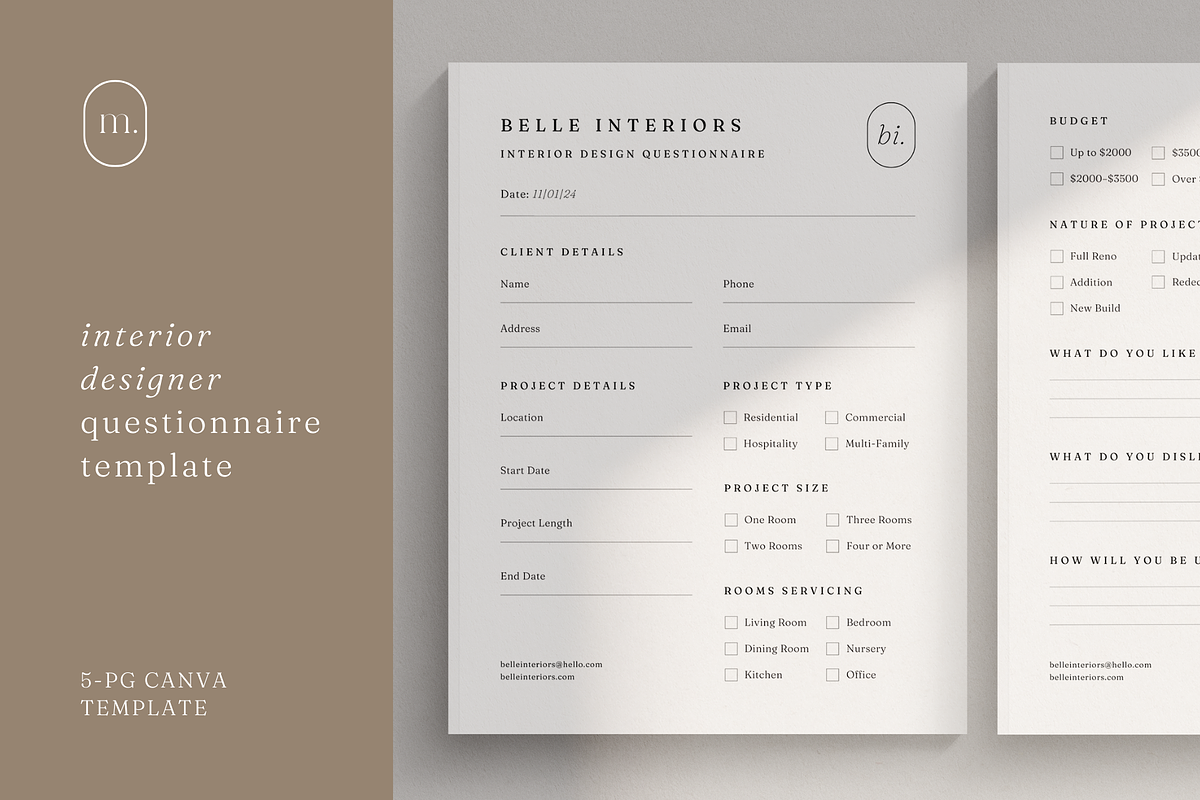 Interior Design Client Questionnaire, a Stationery Template by ...