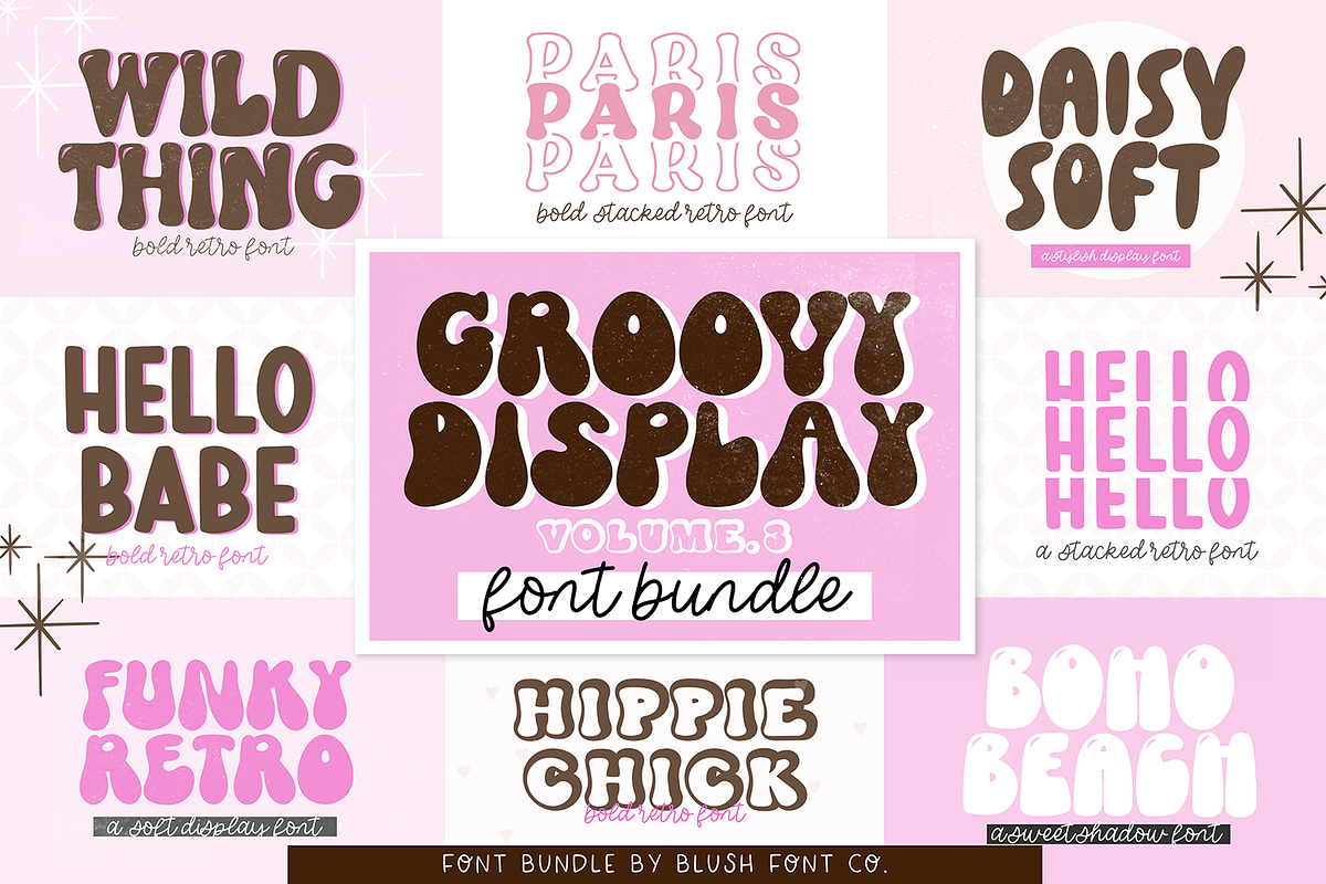 MEGA GROOVY RETRO FONT BUNDLE, a Font by Blush Font Co.