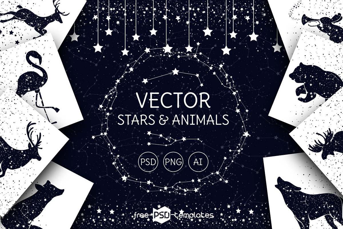 Vector Stars and Animals, an Object Graphic by Free-PSD-Templates