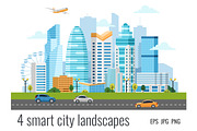 4 urban smart city landscapes | Creative Market
