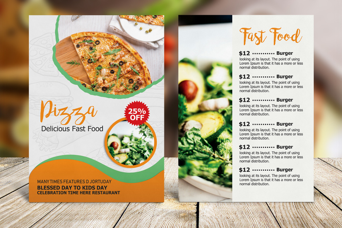 Restaurant Food Menu 2 Sided, a Flyer Template by Business Flyers