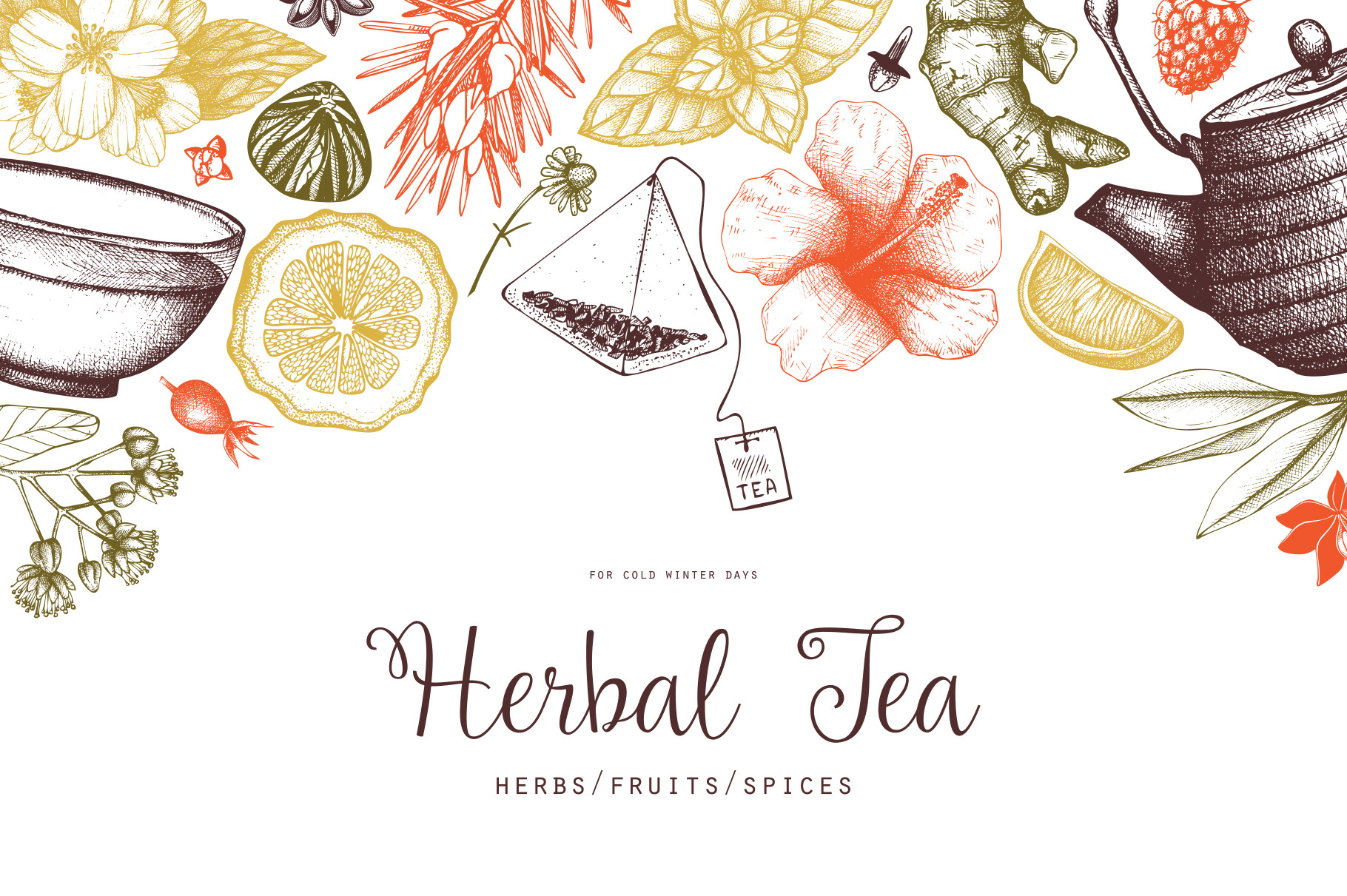 Vector Tea Illustrations Set, a Food Illustration by Yevheniia