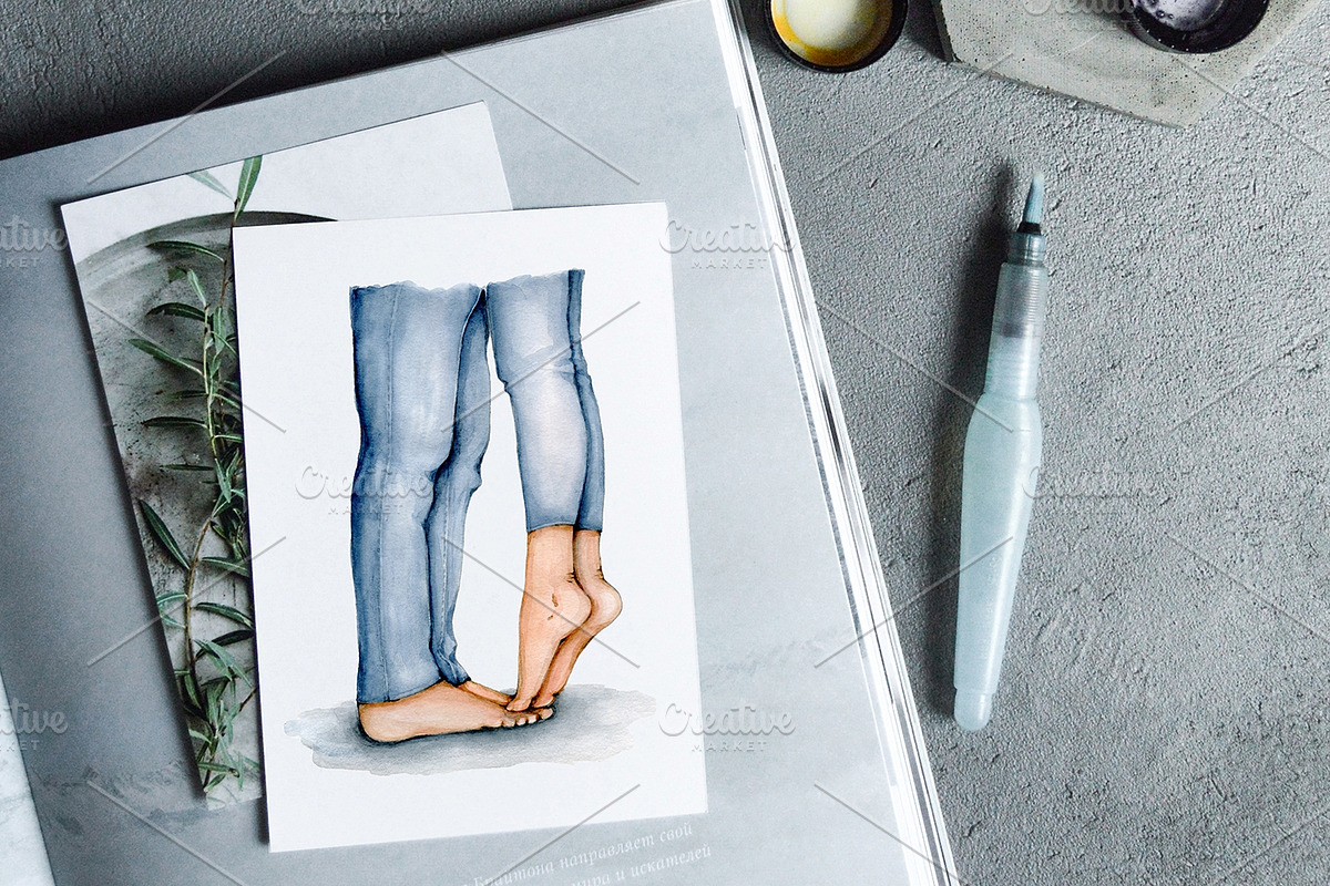 Legs on Tiptoe love Watercolor, a Decorative Illustration by EkaterinaViArt