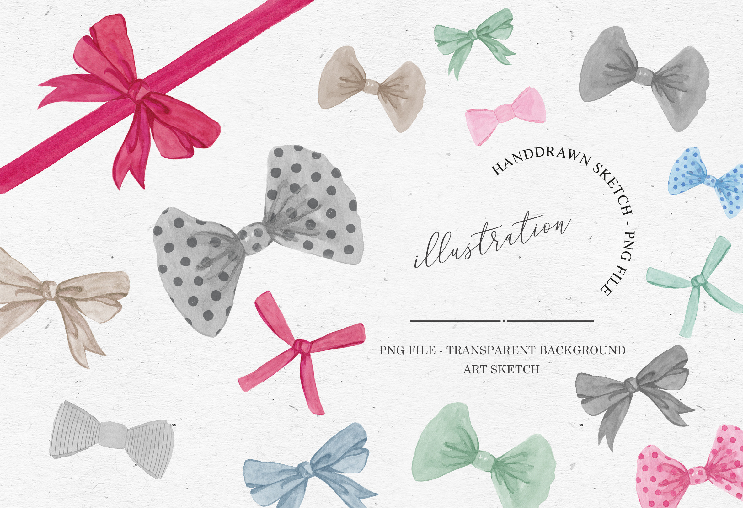 BOW BUNDLE WATERCOLOR PNG, an Illustration by KruthDesign