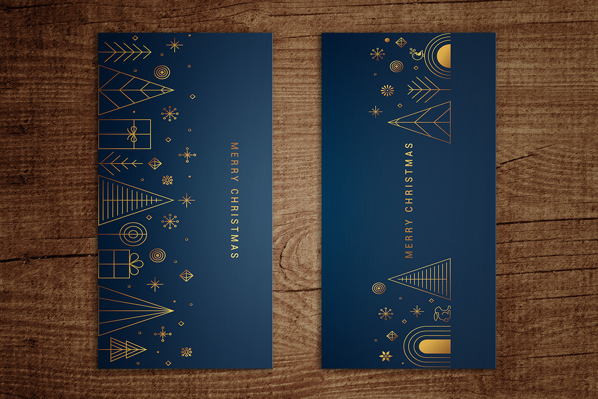 Modern line design Christmas card, a Decorative Illustration by ...