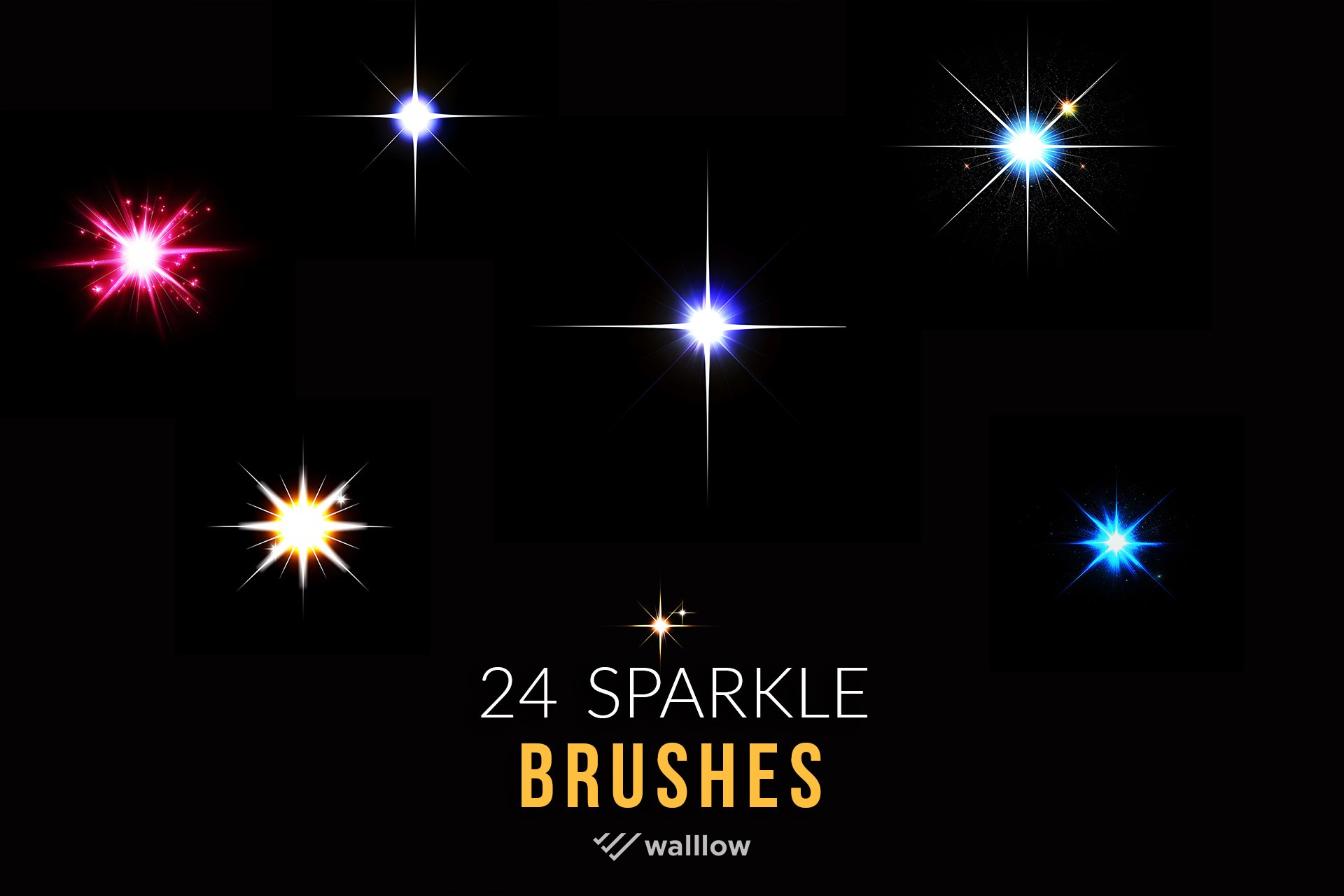24 Sparkle Photoshop brushes kit, a Brush Add-On by Walllow Creatives