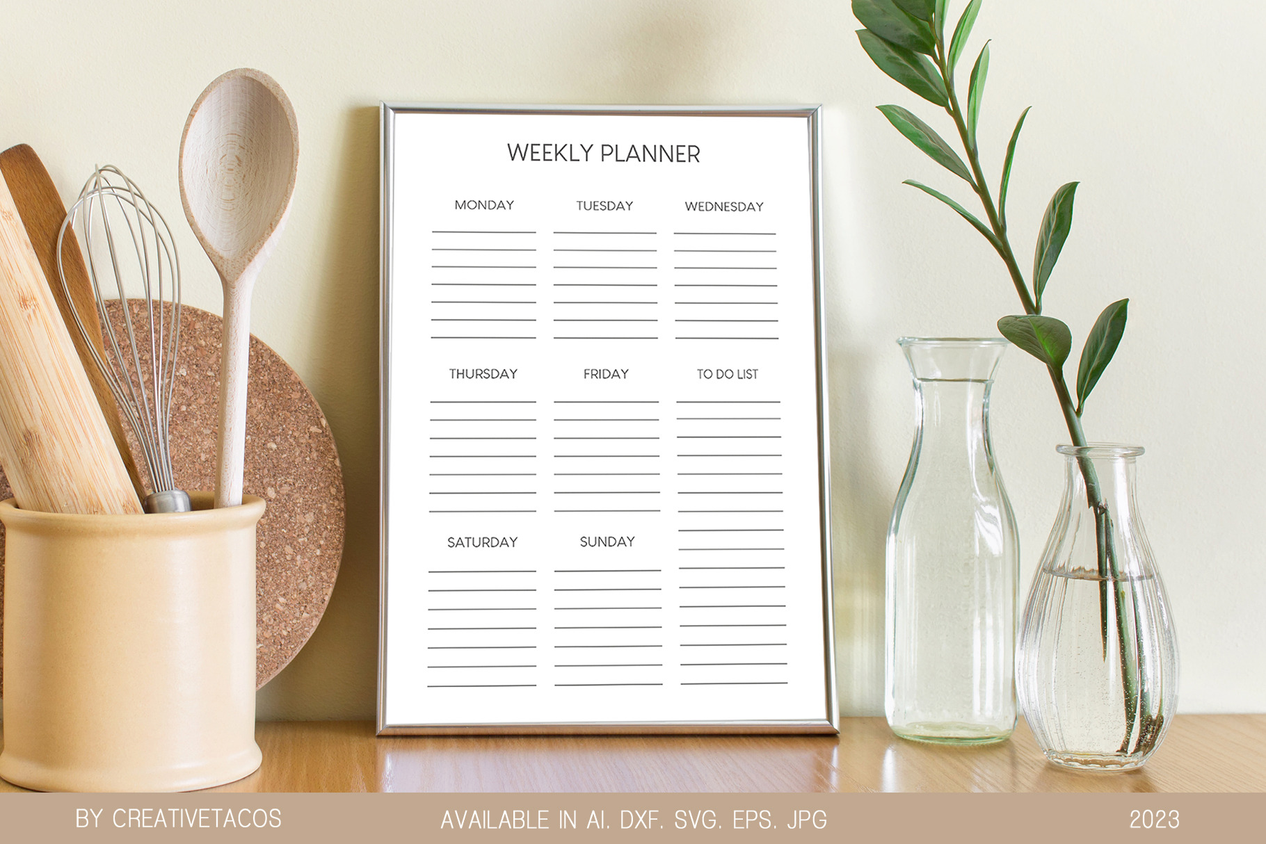 Minimalist Weekly Planner SVG | Creative Market
