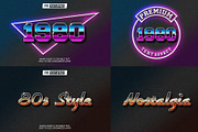 1980s Set 3D Rertro text effect, a Layer Style Add-On by Pixie Creative