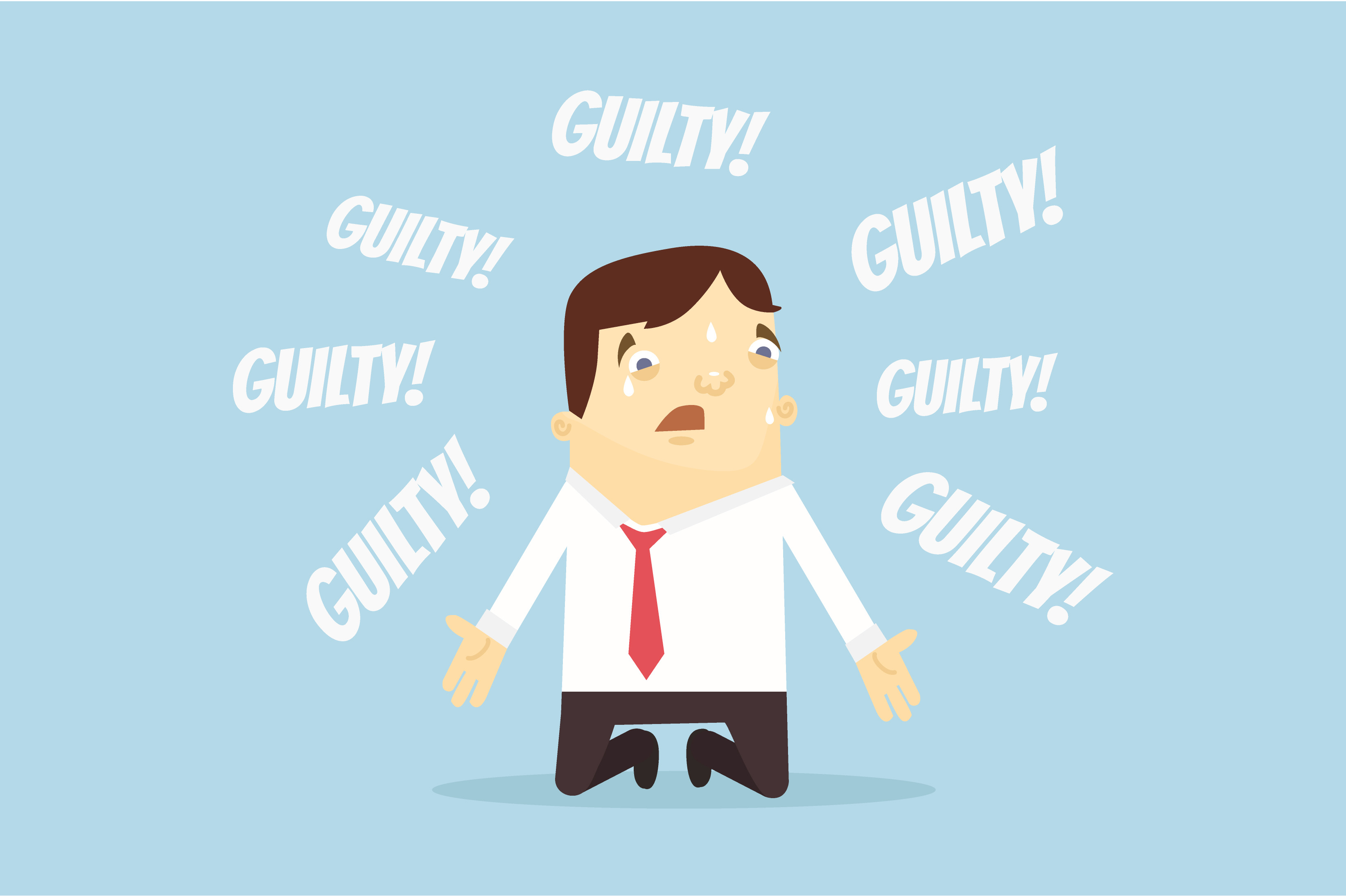 Guilty office worker man character, a Person Illustration by PrettyVectors
