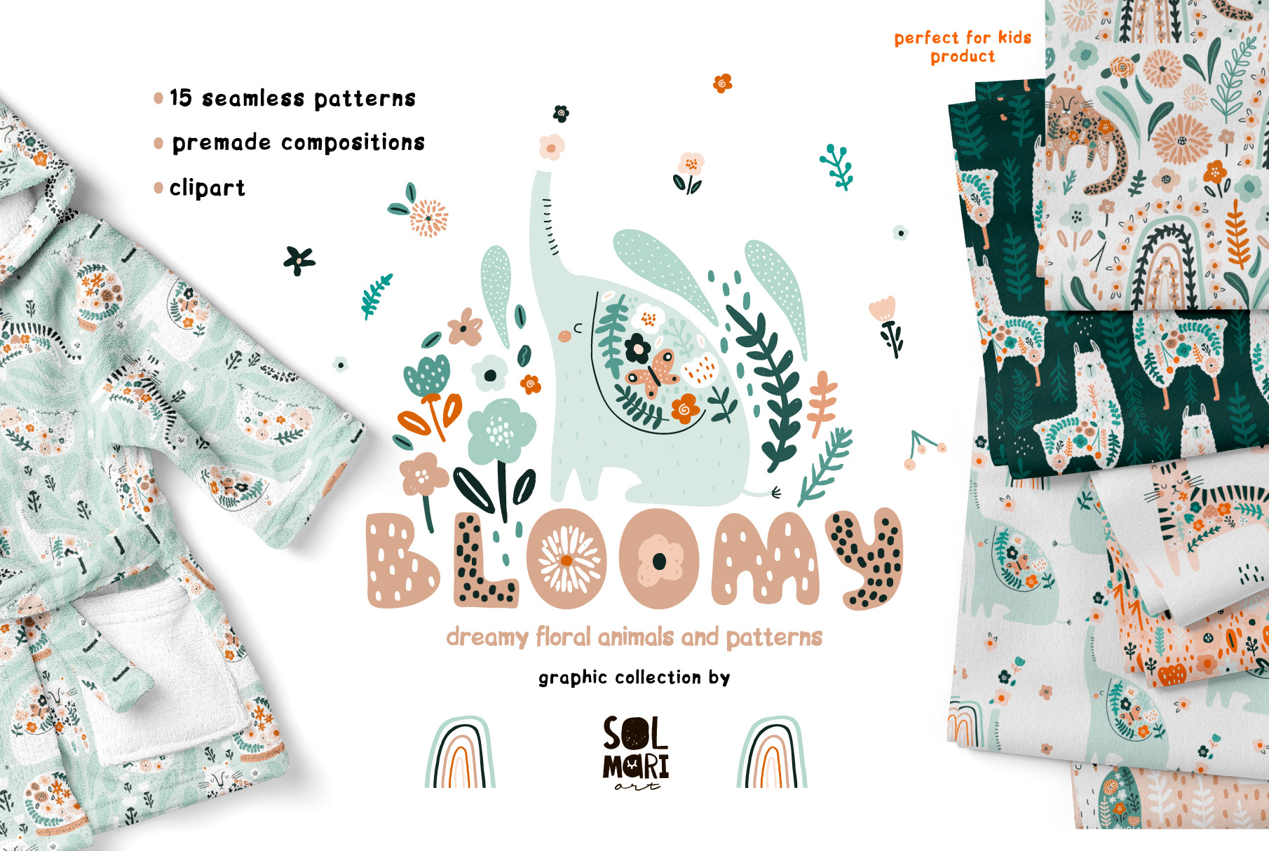 BLOOMY childish graphic collection, a Pattern Graphic by solmariart ...