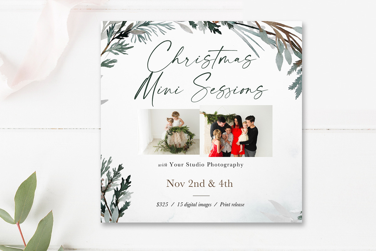 Christmas Mini Session Flyer PSD, a Flyer Template by By Stephanie Design